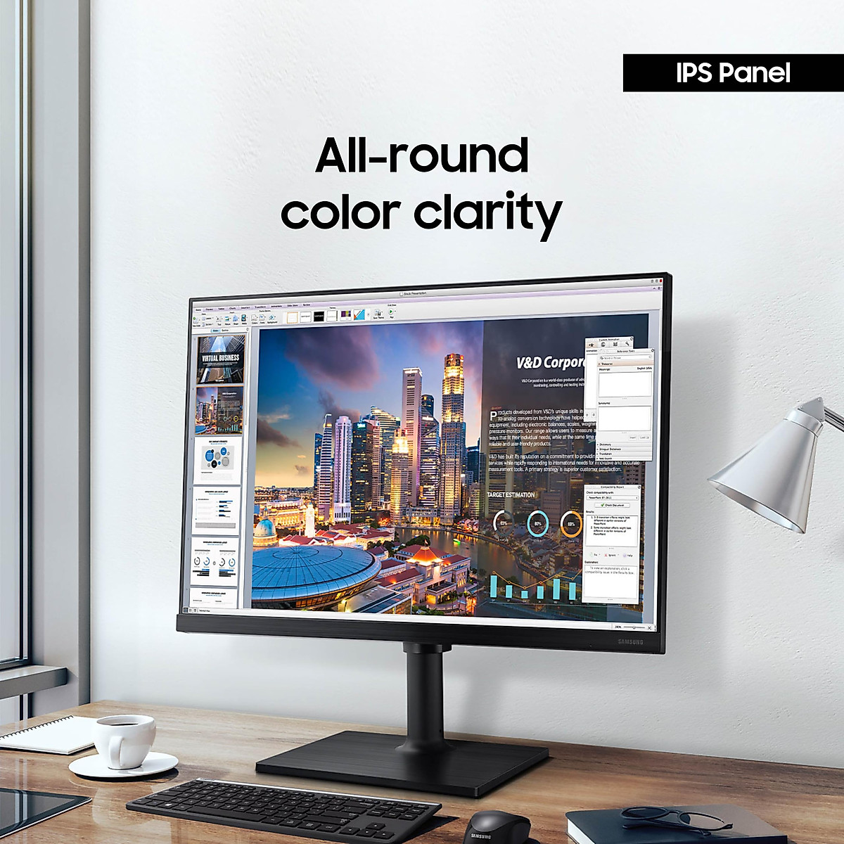 SAMSUNG FT45 Series 24-Inch FHD 1080p Computer Monitor, 75Hz, IPS Panel, HDMI, DisplayPort, USB Hub, Height Adjustable Stand, 3 Yr WRNTY (LF24T454FQNXGO),Black