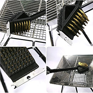 GEZICHTA Barbecue Grill Brush and Scraper –Grill Brush and Scraper Best BBQ Brush for Grill, Stainless Steel Scraper Wire 3 in 1 Bristles Grill Cleaning Brush