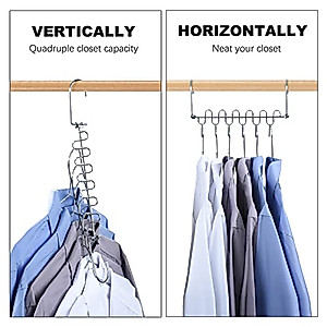 WWW Metal Space Saving Hangers,2 Pack Closet Organizers and Storage Space Saving Multifunctional 360°Rotation Stainless Steel Clothes Hanger for Wardrobe Heavy Clothes, Shirts, Pants, Dresses