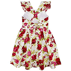 Floral Infant Backless Spring Summer Girls Sundress Clothes,D9#1,5-6 Years(130)