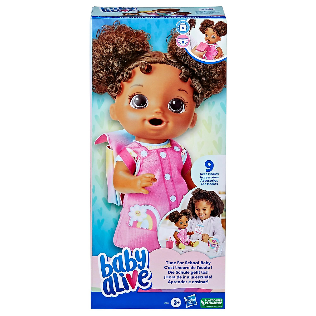 Baby Alive Time for School Baby Doll Set, 12 Inch, Back to School Toys for Girls & Boys, Black Hair, Preschool Gifts for Kids, Ages 3+ (Amazon Exclusive)