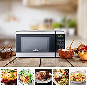 Willz WLCMV207S2-07 Countertop Small Microwave Oven with 6 Preset Cooking Programs Interior Light LED Display, 0.7 Cu.Ft, Stainless Steel