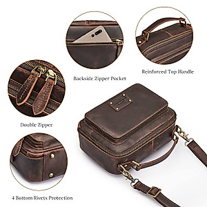 S-ZONE Genuine Leather Crossbody Purses for Women Vintage Top Handle Handbags Shoulder Bag