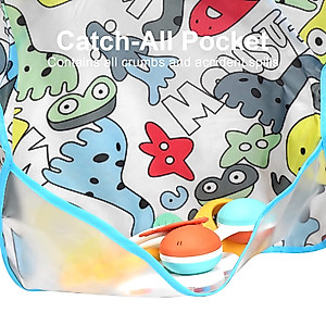 Accmor 4 Pcs Baby Long Sleeve Bibs, Waterproof Baby Bibs with Pocket, Toddler Sleeved Bib, Baby Smock for Eating Feeding, 24-36 Months