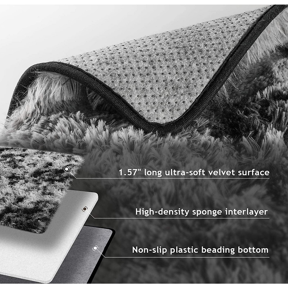 Shag Loomed Area Rug Warm Soft Faux Fur Luxury Rug Plush Throw Rugs Shaggy Fluffy Carpets for Living Room and Bedroom Nursery Rugs Abstract Home Decor Rugs,Grey_4040CM(1.3×1.3ft)