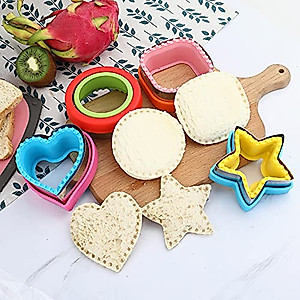 10pcs Stainless Steel Sandwich Cutter and Sealer Set for Kids, Star & Heart & Circle & Square Shape food Cutters,Cookie Cutters Vegetable Fruit Bread Biscuit Cutters for Kids Lunch and Bento Box