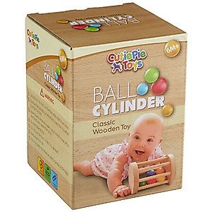 Montessori Ball Cylinder Rolling Drum - Wooden Rattle Rolling Toy - Crawling Toy for Babies 6-12 Months