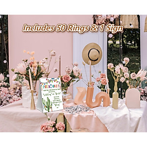 Fiesta Bridal Shower Theme Decorations,Put A Ring On It Game,Don't Say Bride Games,Bridal Shower Games,Wedding Shower,Engagement Party Games(1 Sign And 50 Plastic Diamond Rings)-6
