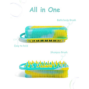 Silicone Exfoliating Body Scrubber Loofah Silicone Scalp Massager Shampoo Brush Soft Body Scrubbers for Use in Shower Lathers Well Easy to Clean 2 in 1 BSROLUNA (1 Pack Camouflage Green)