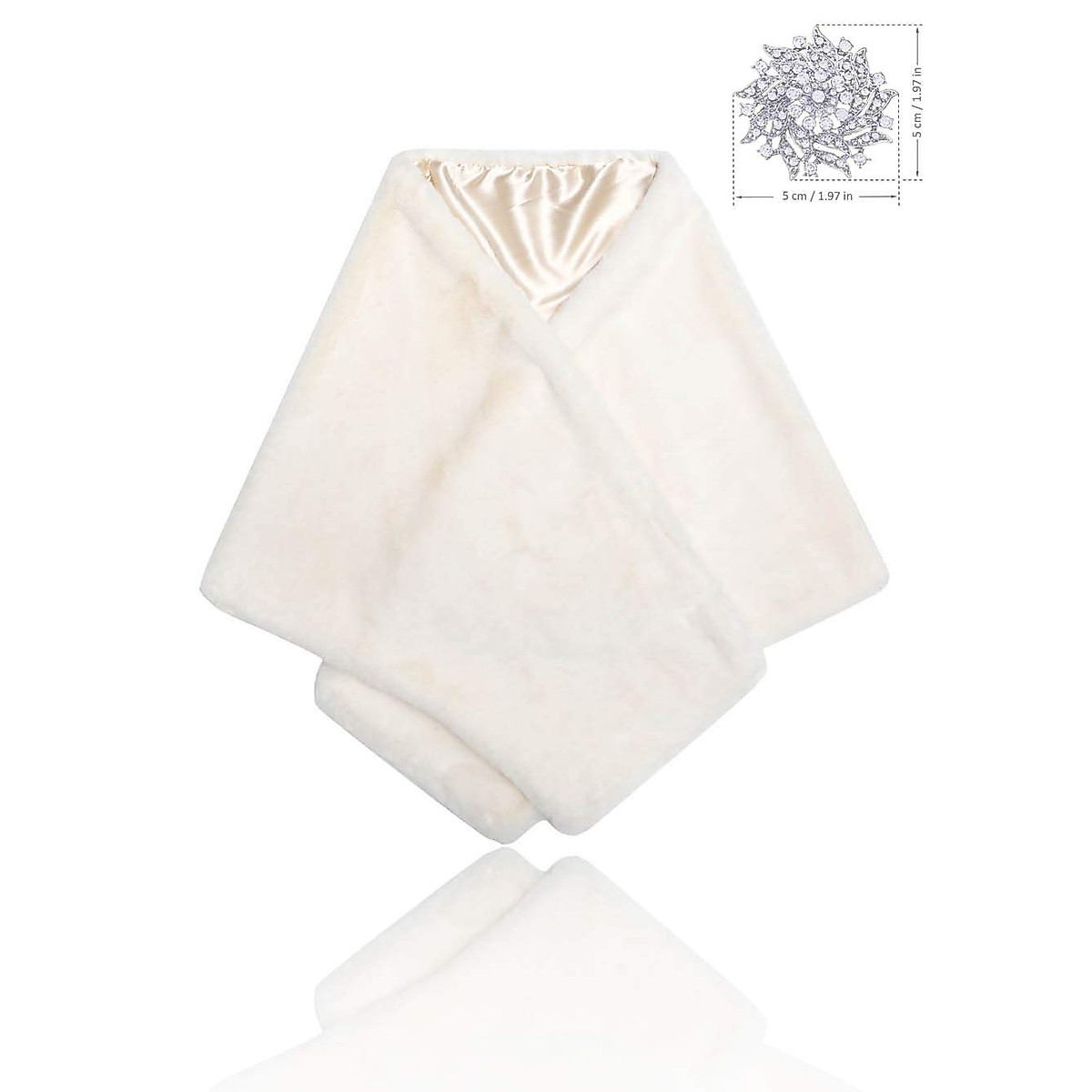 Jovono Women's Bride Wedding Faux Fur Shawl Wrap Bridal Fur Scarf Fur Wraps and Shawls for Women (Ivory)