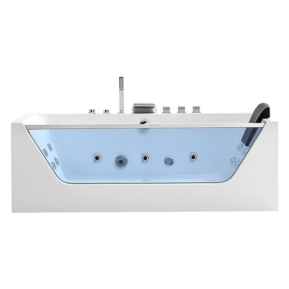 Empava 67 in. Acrylic Alcove Whirlpool Bathtub - Hydromassage Rectangular Jetted Soaking Tub with Center Drain - Waterfall Faucet