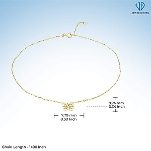 JEWELEXCESS Ankle Bracelet for Women – 14k Gold-Plated Anklets for Women – Butterfly Anklets for Women, Ankle Bracelets for Women – Adjustable 11 Inch Anklet – Butterfly Gifts for Women