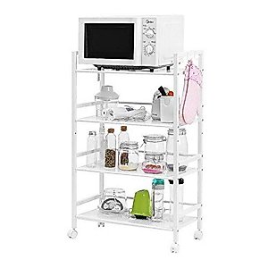 6824 – 4 Tier Ivory - Shelving Rack Shelf Shelves w/Rolling Wheel Utility Cart – MN27