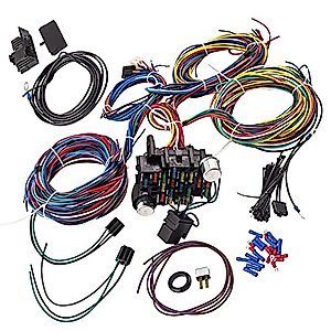 Auto Parts Prodigy Universal Wiring Harness Kit - 21 Circuit Long Wires Standard Color Wiring Harness Kit Replacment for Chevy Mopar Hotrods Ratrods Ford Chrysler Universal Automotive Wiring