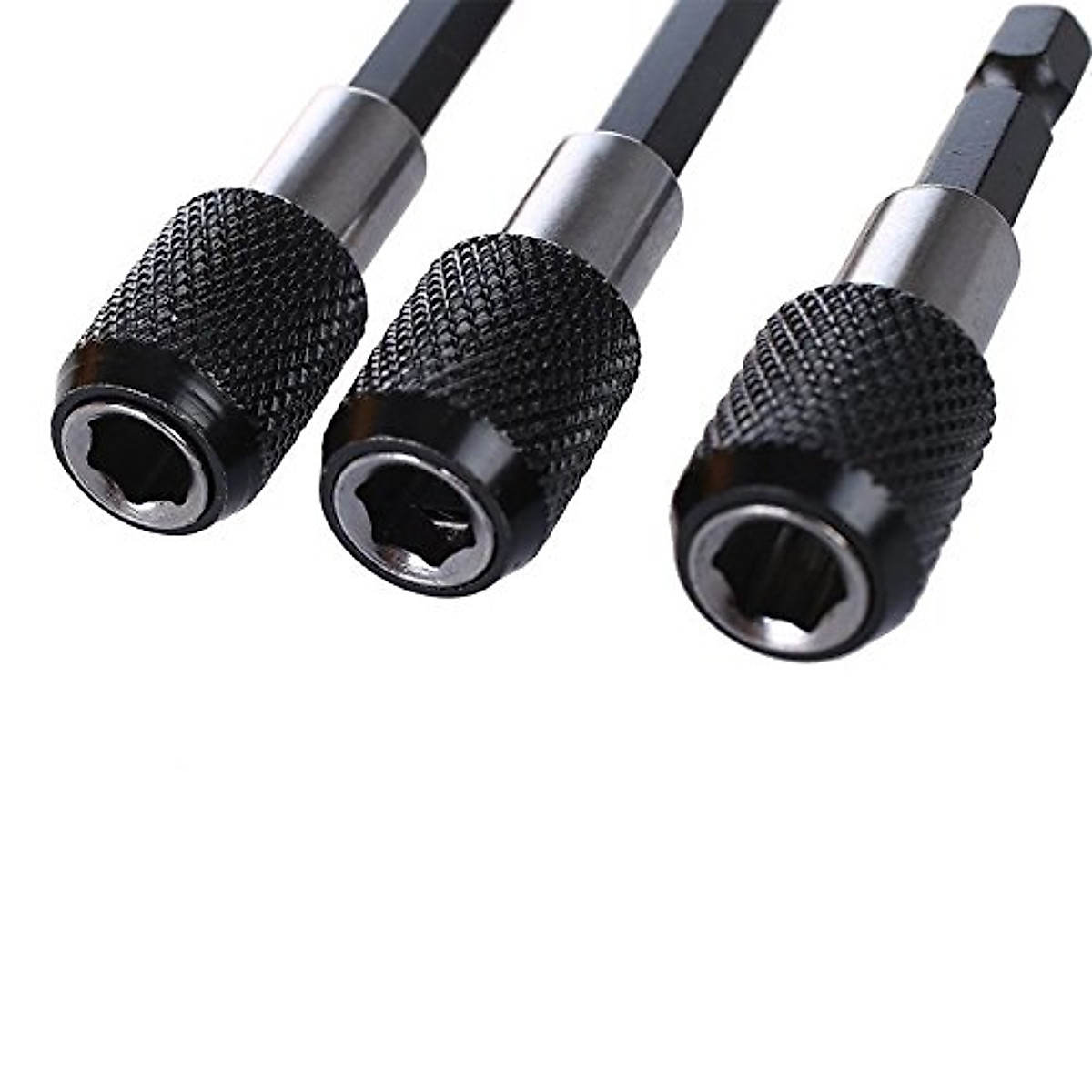 OSOF Extension Bar Hex Shank Socket Adapter Drill Bit, 3Pcs Impact Socket Square Nut Driver Bit + 3Pcs 1/4 Hex Shank Screwdriver Bit Holder + 1Pcs 1/4 Hex 105 Degree Right Angle Drill Attachment