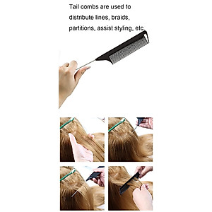 3PCS Hair Brush Set, Fluffy Hair Brush, Rat Tail Comb, Double Sided Edge Bristle Brush Grooming Combs, Bristle Teasing Brush Combs for Men Women Kids Hair Stylying (Black)