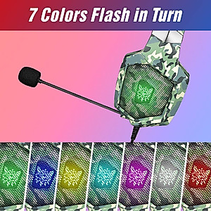 VersionTECH. Gaming Headset - Updated K8 Headset Gaming for PS4 New Xbox One, Stereo Over-Ear Headphones with Noise-canceling Microphone & LED Lights for PC Computer Mac Laptop Nintendo Switch Games