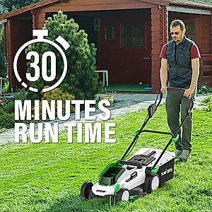 SOYUS Lawn Mower, 13-Inch 20V Electric Lawn Mowers Cordless with Brushless Motor, 5-Position Height Adjustment, Includes 30L Collection Bag, 4.0Ah Battery and Charger
