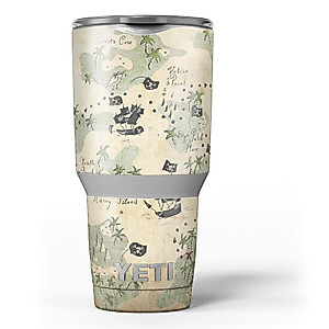 Design Skinz The Vintage Map of Pirate Islands - Skin Decal Vinyl Wrap Kit Compatible with The Yeti Rambler Cooler Tumbler Cups