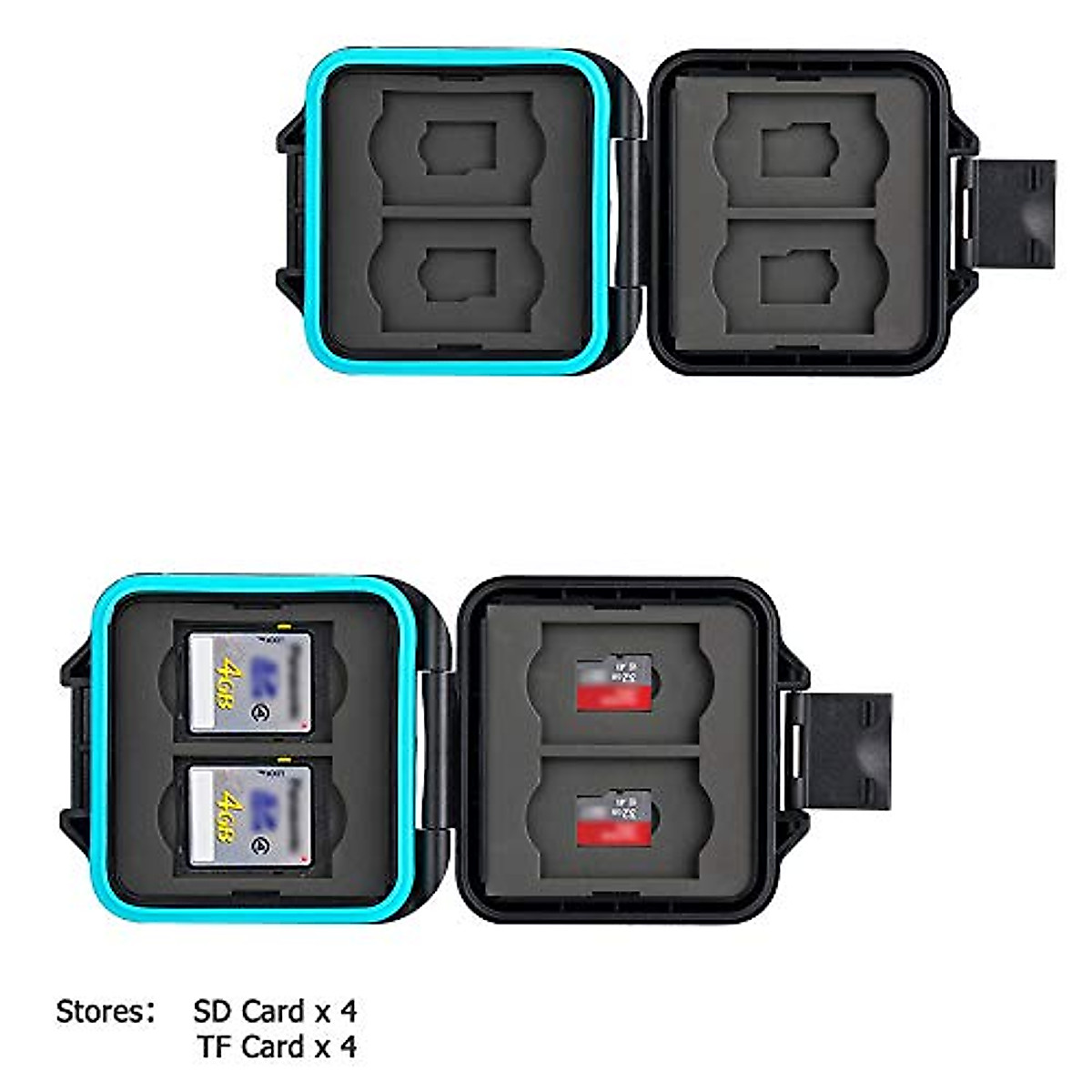 JJC Deluxe 8 Slots Compact Memory Card Case Holder Box Organizer for SD microSD SDXC microSDXC SDHC microSDHC TF Card, Travel-Friendly Memory Card Container with Water-Resistant & Shockproof Function