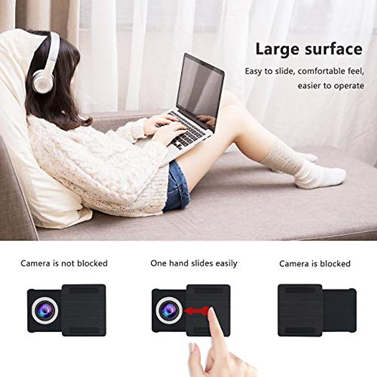 ALXCD Webcam Slider Cover for Laptop, 3 Pcs Ultra Thin 0.03 inch Plastic Slider Cover for Computer Laptop Mac Web Camera (Black)