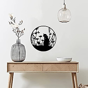 SwallowLiving Metal Black Cat Silhouette Decor 13.4”x13.4” Lazer Cut Wall Art Elegant Cat Lady Gifts Black Cat Decor for Cat Lovers Cat Wall Decor for Living room, Bedroom and Garden