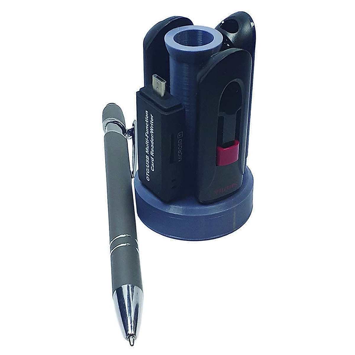 USB Flash Drive Organizer - Thumb Drive Storage - 4 Slots with Pen Holder – Desk, Home and Office Desktop