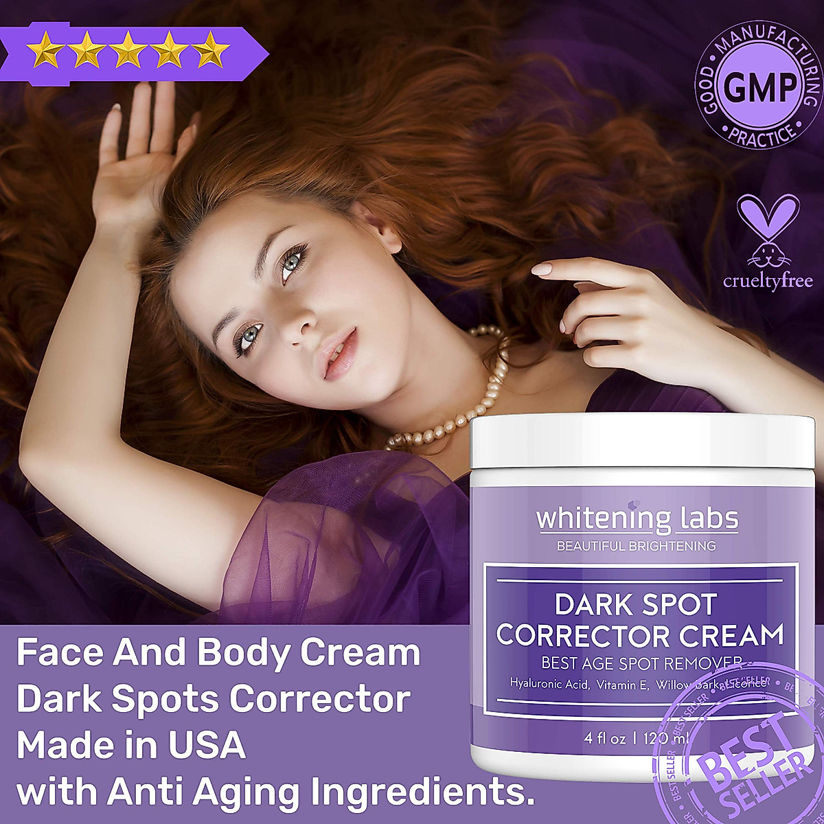 Whitening Labs Dark Spot Corrector - Anti-Aging Moisturizer for Face, Body, Sensitive Areas, Men & Women