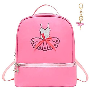 Dorlubel Cute Ballet Dance Backpack Tutu Dress Dance Bag with Key Chain Girls (Pink7 of dress) One_Size