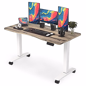 Monomi Height Adjustable Electric Standing Desk, 55 x 24 Inches Stand up Desk, Sit Stand Home Office Computer Desk, Maple