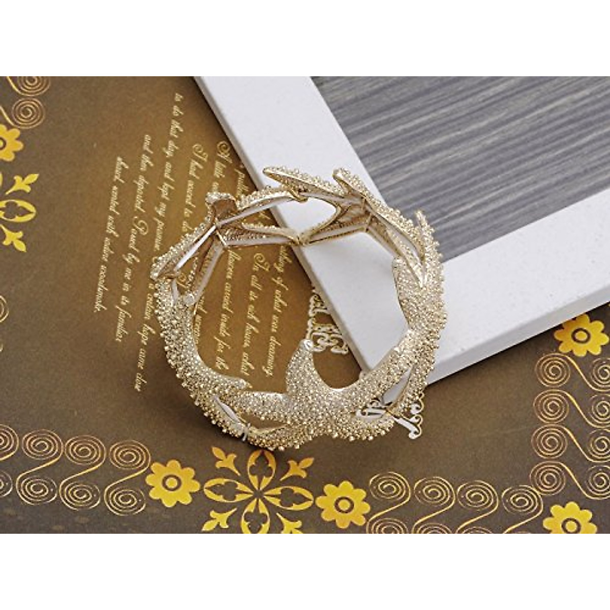 Alilang Womens Shiny Textured Starfish Stretch Bangle Cuff Statement Bracelet, Gold