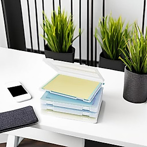 Denkee 4 Pack A4 File Portable Project Case, Plastic Storage Box for 8.5" x 11" Letter A4 Paper, Documents Magazines Paper Protector, Office School Supplies Accessories Storage Organizer Boxes (12.2 x 8.9 x 0.71 in)