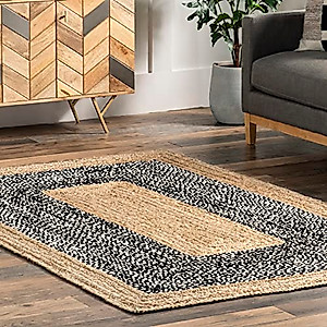 nuLOOM Lesha Natural Fiber Area Rug, 6' Round, Black
