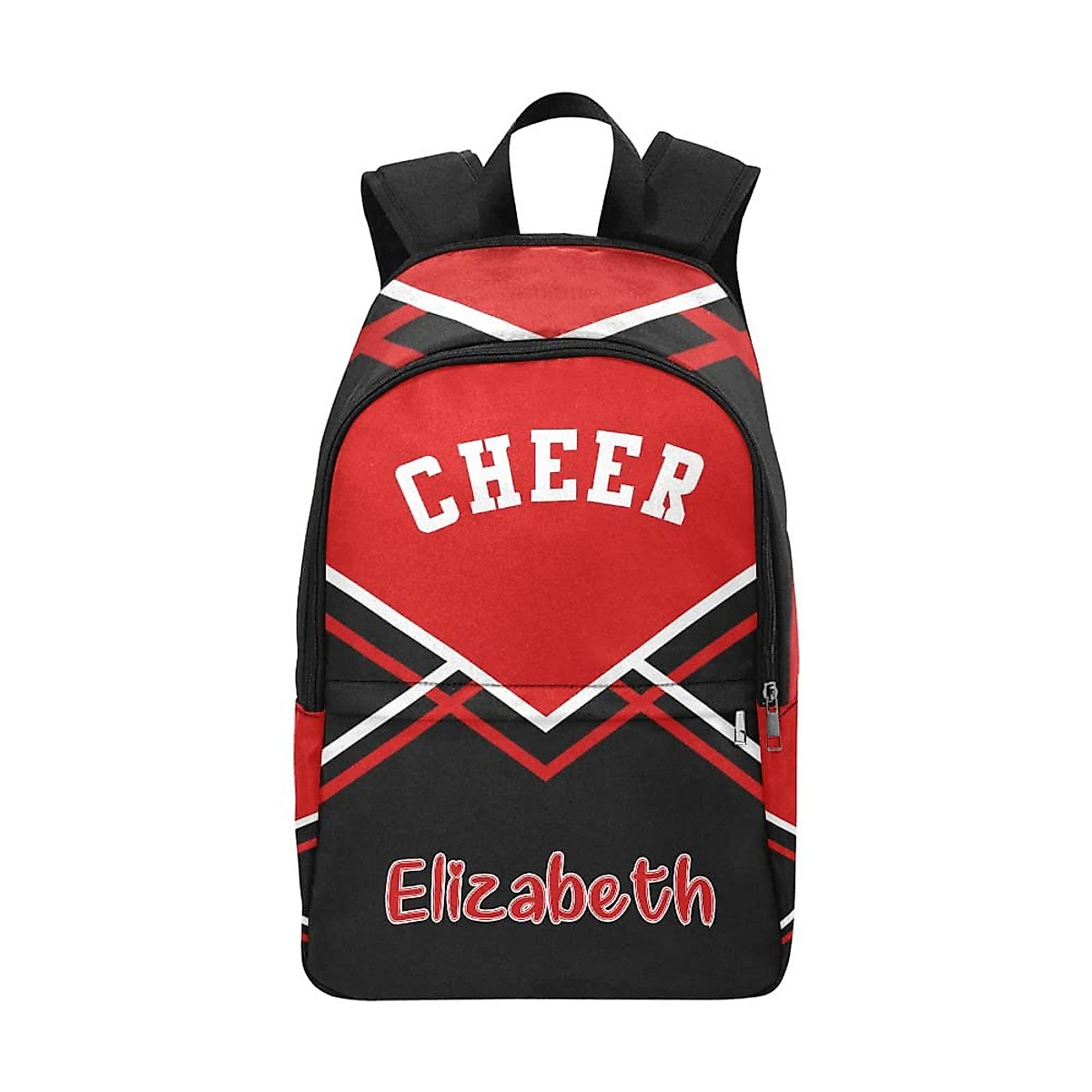 CUXWEOT Personalized Red Cheerleader Cheer Backpack with Name Custom Travel Daypack Bag for Man Woman Gifts