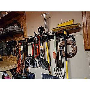 Fogein Garage Garden Tool Organizer Wall Mount,Garage Organization and Storage,Adjustable Heavy Duty Garage Organization Rack with 7 Double-Hooks 33" Tracks,Hold Up to 264lbs for Garage/Storage Shed