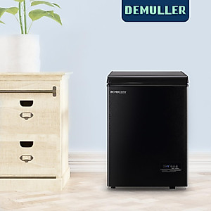DEMULLER Chest Freezer with 2 Removable Baskets 3.5 Cu.ft Compact Freezers with Electronic Thermostat (50 ℉ to -12 ℉), Stay-Open Lid, Manual Defrost, Kitchen Office Apartment, Black