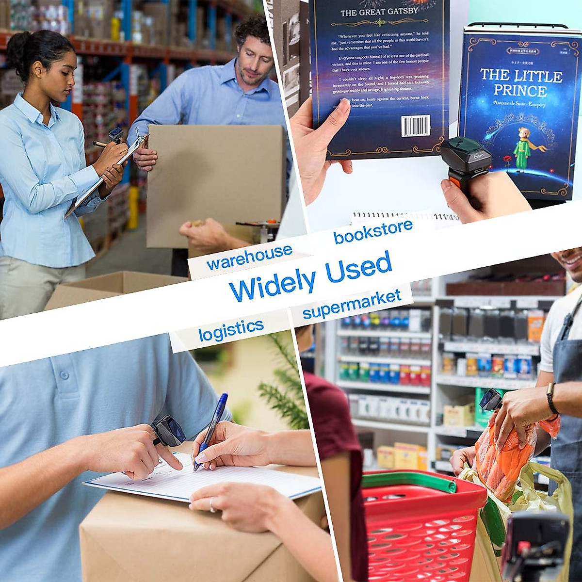 Eyoyo 1D Bluetooth Wearable Ring Barcode Scanner, Portable Mini Finger Bar Code Reader with 2.4GHz Wireless & USB Wired Connection for iPhone iPad Android iOS, for Book, Warehouse Inventory, Express