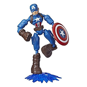 Avengers Marvel Bend and Flex Action Figure Toy, 6-Inch Flexible Captain America Figure, Includes Blast Accessory, for Kids Ages 4 and Up