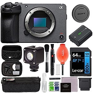 Sony FX30B Digital Cinema Camera (ILME-FX30B) Bundle with WR LED Light Kit, 64GB SD Card, & More