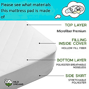 Full Mattress Pad Cover Fitted - Full Bed Mattress Cover Size 54x75 inches Stretches to 16 Deep Pocket- Fitted Quilted Sheet for Full Mattress, White