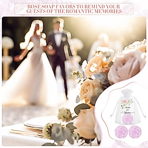 Dansib 50 Sets Rose Style Mini Soap for Wedding Party Favors Bridal Shower Baby Shower Guests Gift Keepsake Scented Soaps with Organza Bags and Cards(Purple)