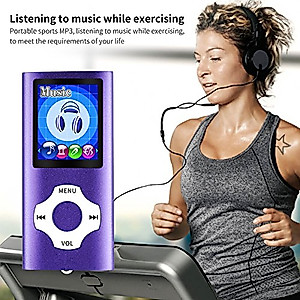 WOWSYS- Digital, Compact and Portable MP3 / MP4 Player (Max Support 64 GB) with Photo Viewer, E-Book Reader and Voice Recorder and FM Radio Video Movie in Purple