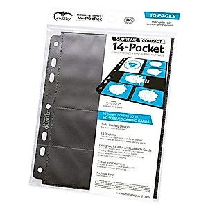 10 Pack Ultimate Guard Black 14 Pocket Standard Size + Mini American Compact Pages Card Storage Binder Portfolio Pages