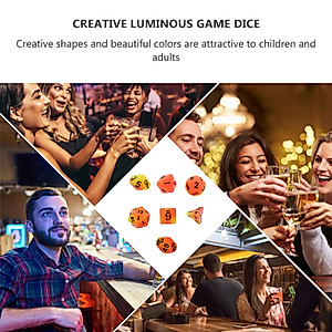 Glow in The Dark Dice Polyhedral Dice Set for RPG Farkle Bunco Teaching Math Table Board Game, Glowing Orange, 7 Pack