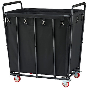 Hoctieon Large Rolling Laundry Hamper with Wheels, Laundry Sorter Cart for Clothes Storage, Durable Laundry Basket with Lockable Wheels, Heavy Duty Clothes Hamper for Laundry & Bedroom, Black