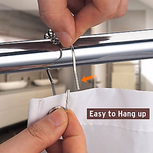 DadyMart Shower Curtain Rings, Rust Resistant Metal Shower Curtain Hooks, Set of 12 Hooks for Bathroom Shower Rods Curtains, Nickel