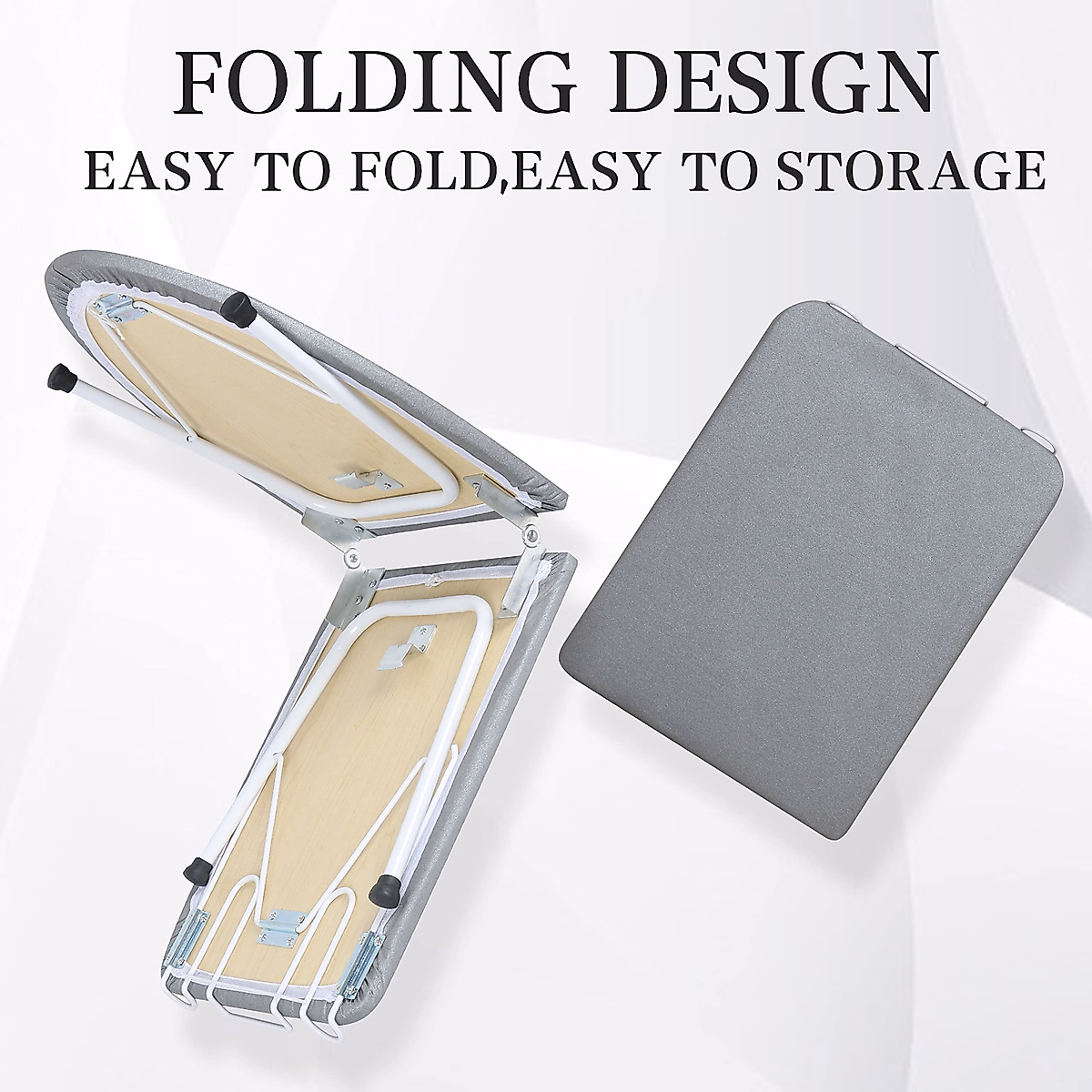ZOES HOMEWARE Tabletop Ironing Board,Portable Iron Board with Iron Rest, Foldable Small Ironing Board with Heat Resistant Cover and 100% Cotton Pad, 31.5"x11.8"x7", Grey