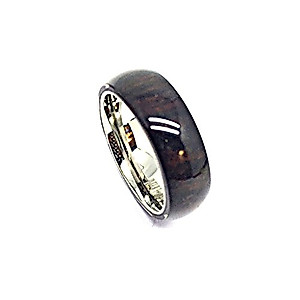 Tungsten Jeweler Free Shipping 6mm Titanium With Pure Hawaiian Dark Koa Wood Domed Top Wedding Band Ring ForMen Or Ladies