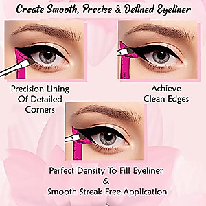 Eyeliner Stencils For Pencil Stamp Liquid Liner Gel Pen Beginners Eye Brush All Waterproof Makeup Wing Tips Eyeshadow Brushes Eyebrow Kit Stencil Sharpener Black Fine Point Angled Small Winged Tip Pot