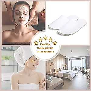 Anmerl Spa Slippers for Men and Women - Premium Bulk Hotel Slippers - Breathable Soft Cotton House Guest Slippers - Non Slip, Washable, Reusable - 10 Pairs (White, US 10-12)